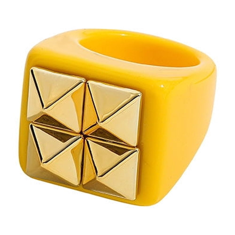 Womens Geometric Resin Ring Trendy Chamfering Square Pattern Ring Cold ...