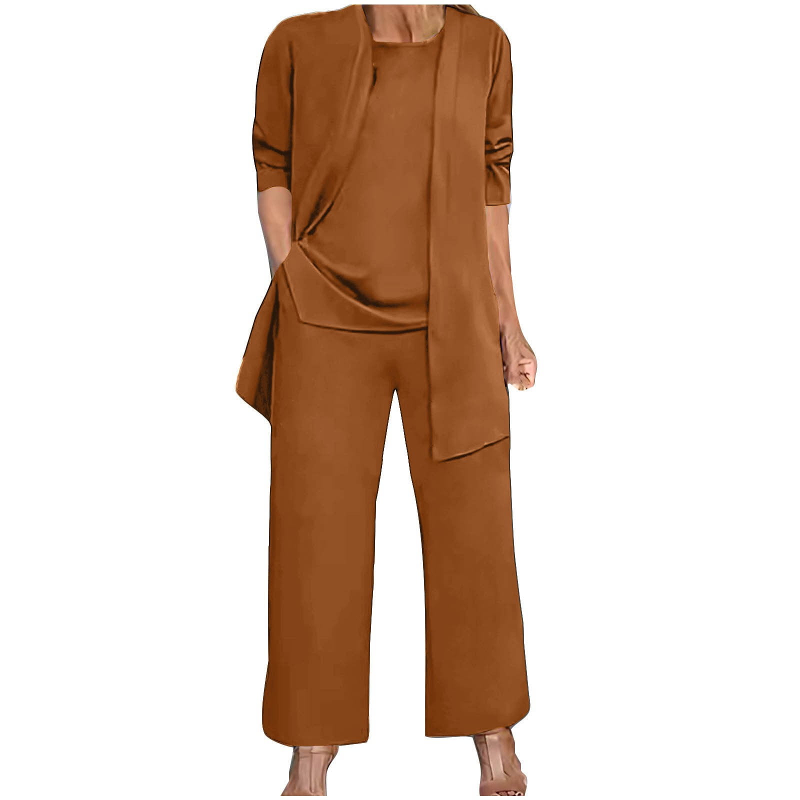 Womens Trendy Lounge Set 3 Piece Outfits Long Sleeve Open Front Jacket ...