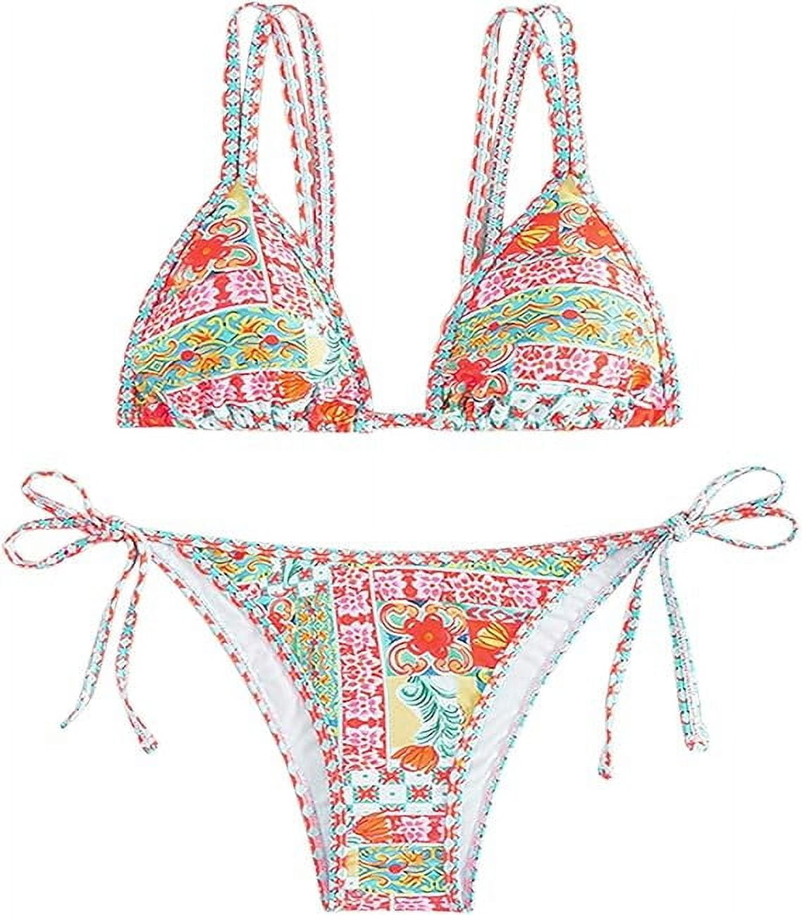 SNOMYRS Women's Triangl Bikini Set, High Waisted Floral Swimsuit ...
