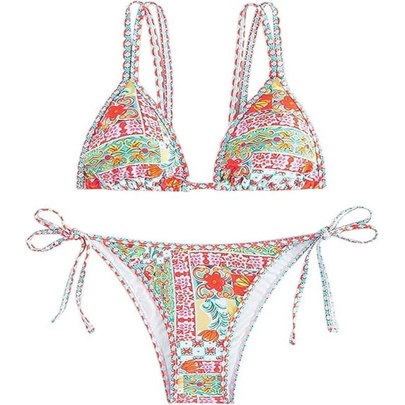 Womens Triangl Bikini 2 Piece Floral Patterned High Waisted Bikini Sets ...