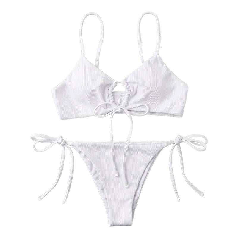Womens Triangle Bikinis Swimwear Set String Bikinis Top and Side Side ...