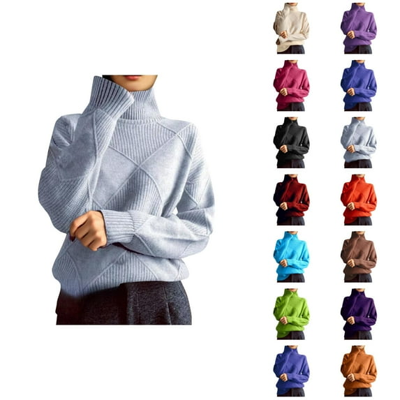 Womens Turtleneck Sweater 2026 Fall Winter Fashion Long Sleeve Knit ...