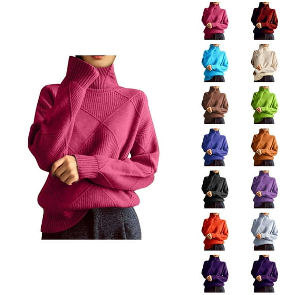 Womens Turtleneck Sweater 2026 Fall Winter Fashion Long Sleeve Plain ...
