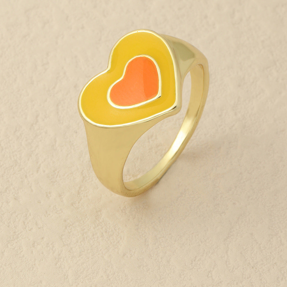 Womens Two-Tone Dripping Oil Love Heart Ring: Alloy Fashion Jewelry ...