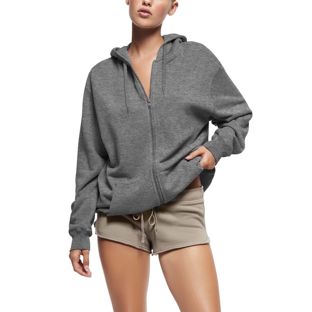 Womens Ultimate Heavyweight Zip Up Hoodie Jacket Loose Fit Fleece ...