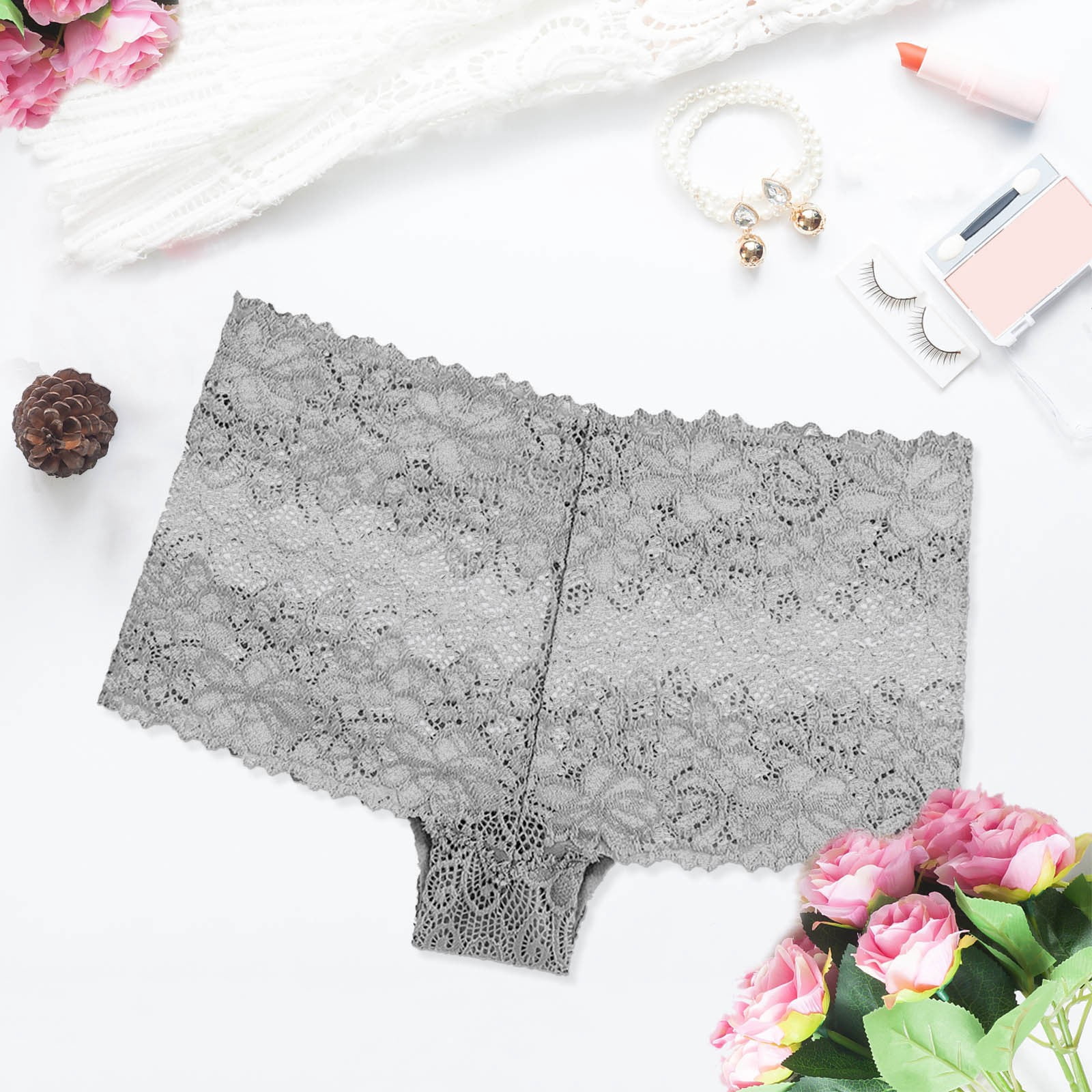 Womens Underwear Lightweight Lace Sexy Hollow Midriff Flat Corner ...