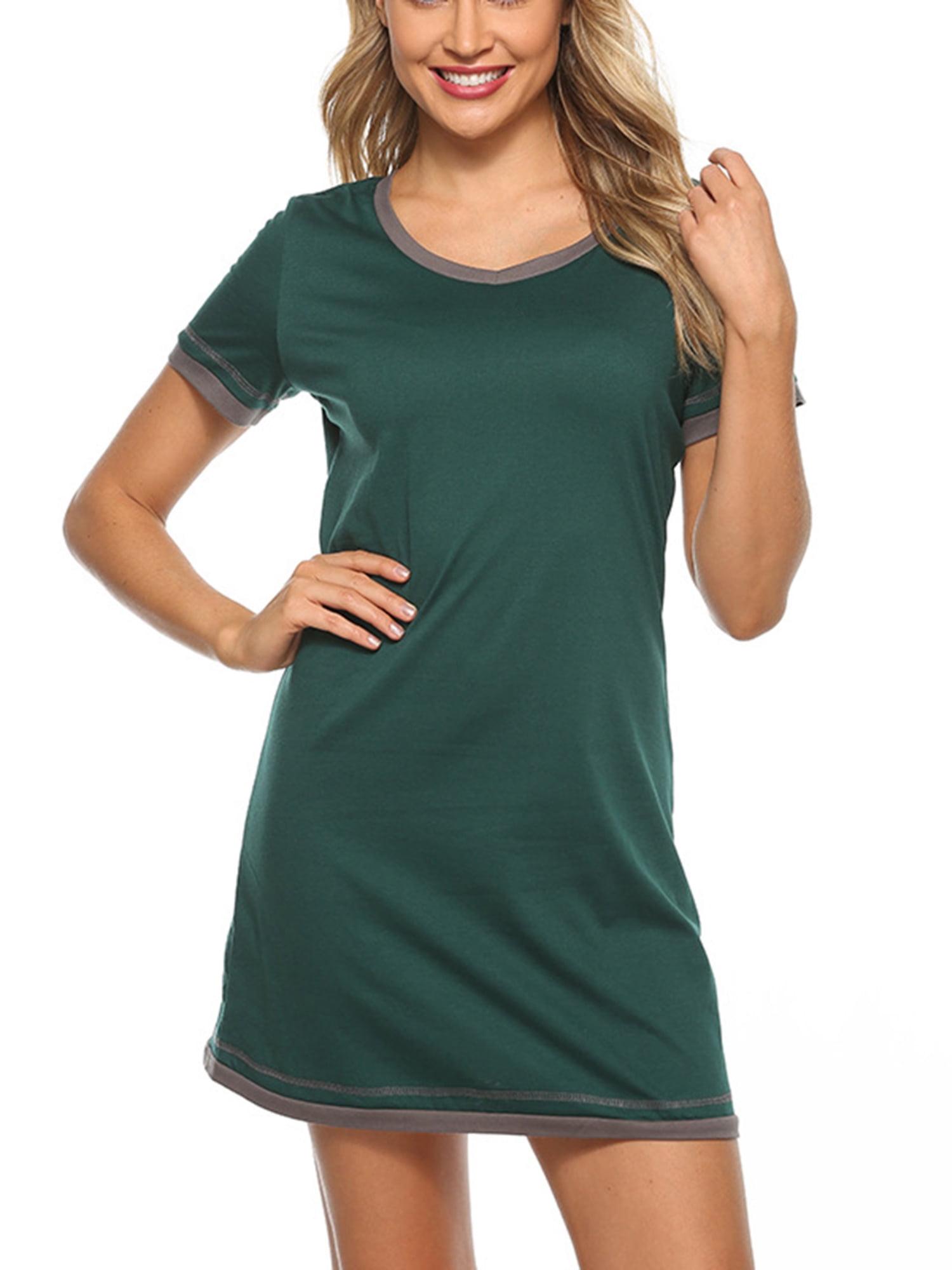 Womens Upgrade Summer Sleepshirts Short Sleeve Above Knee Length ...