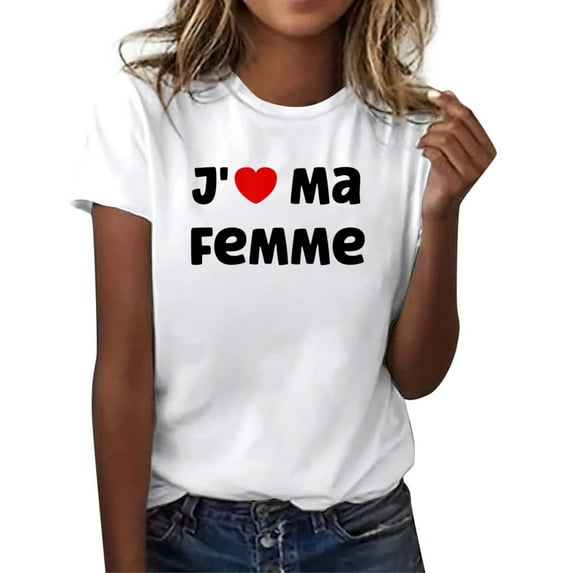 Womens Valentine'S Day Shirts Fashion Short Sleeve Print Round Neck ...