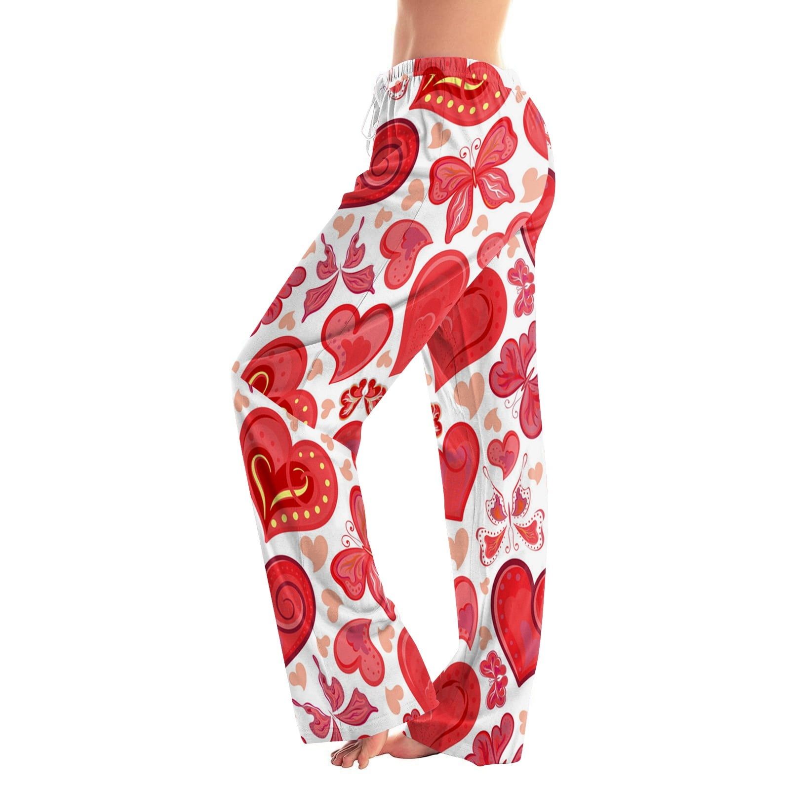 Womens Valentines Day Pajama Pants Heart Graphic Print Pjs Soft Pajama ...