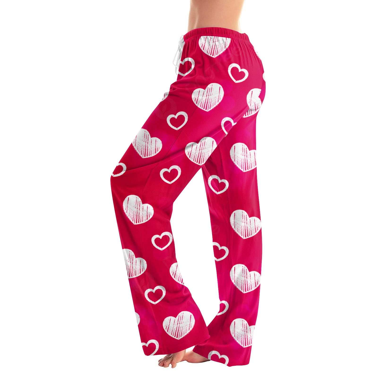 Womens Valentines Day Pajama Pants Heart Graphic Print Pjs Soft Pajama ...