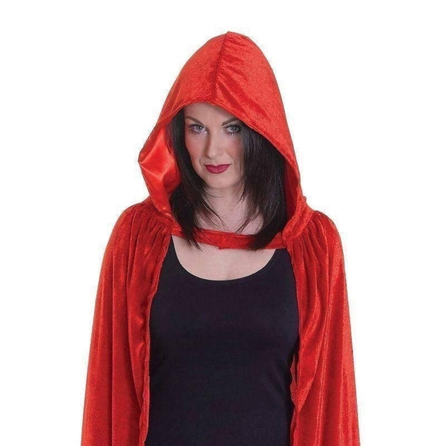 Womens Velvet Black Hooded Cloak Adult Costume Female Halloween Generic ...