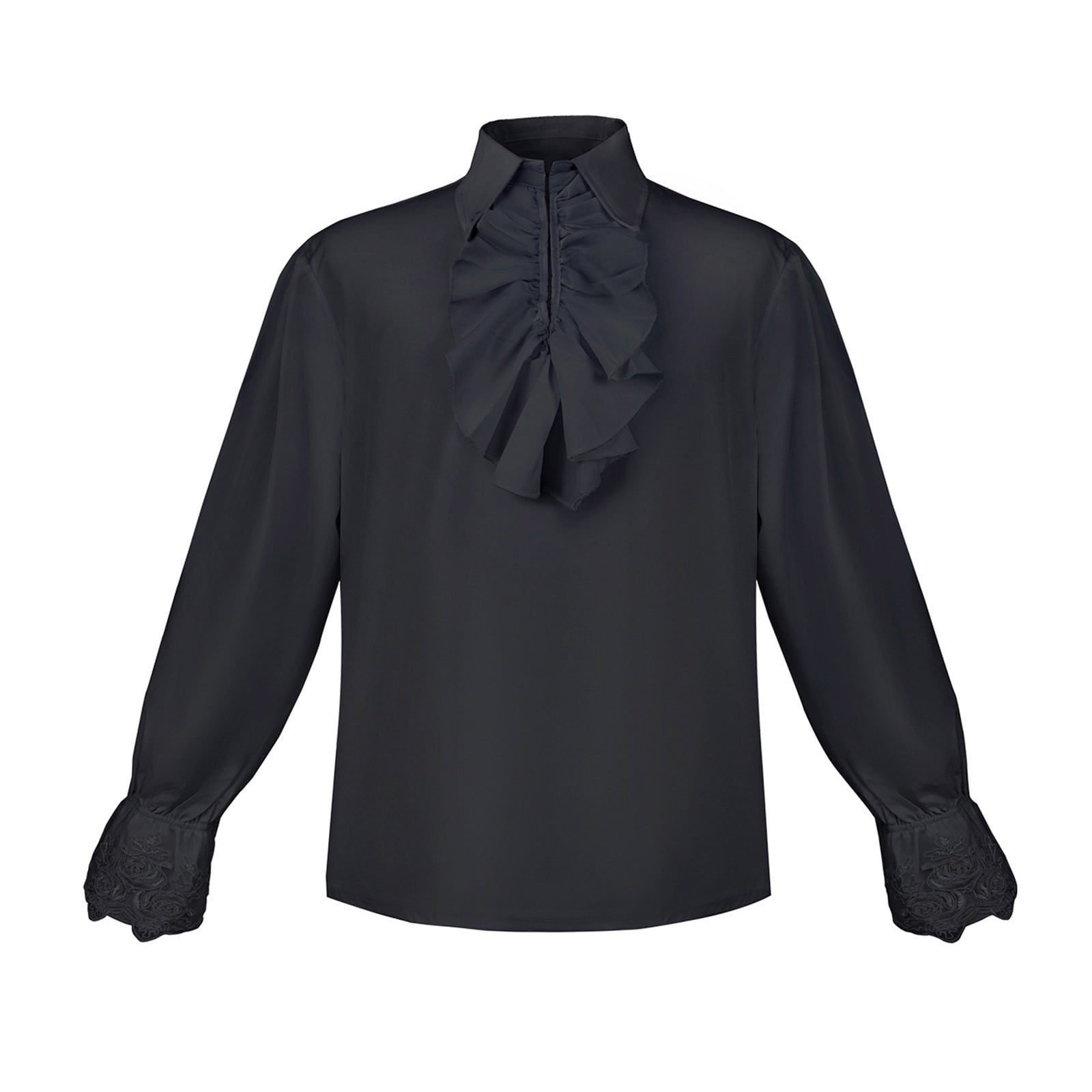 Womens Victorian Long Sleeve Pirate Shirt Ruffle Collared Blouse ...