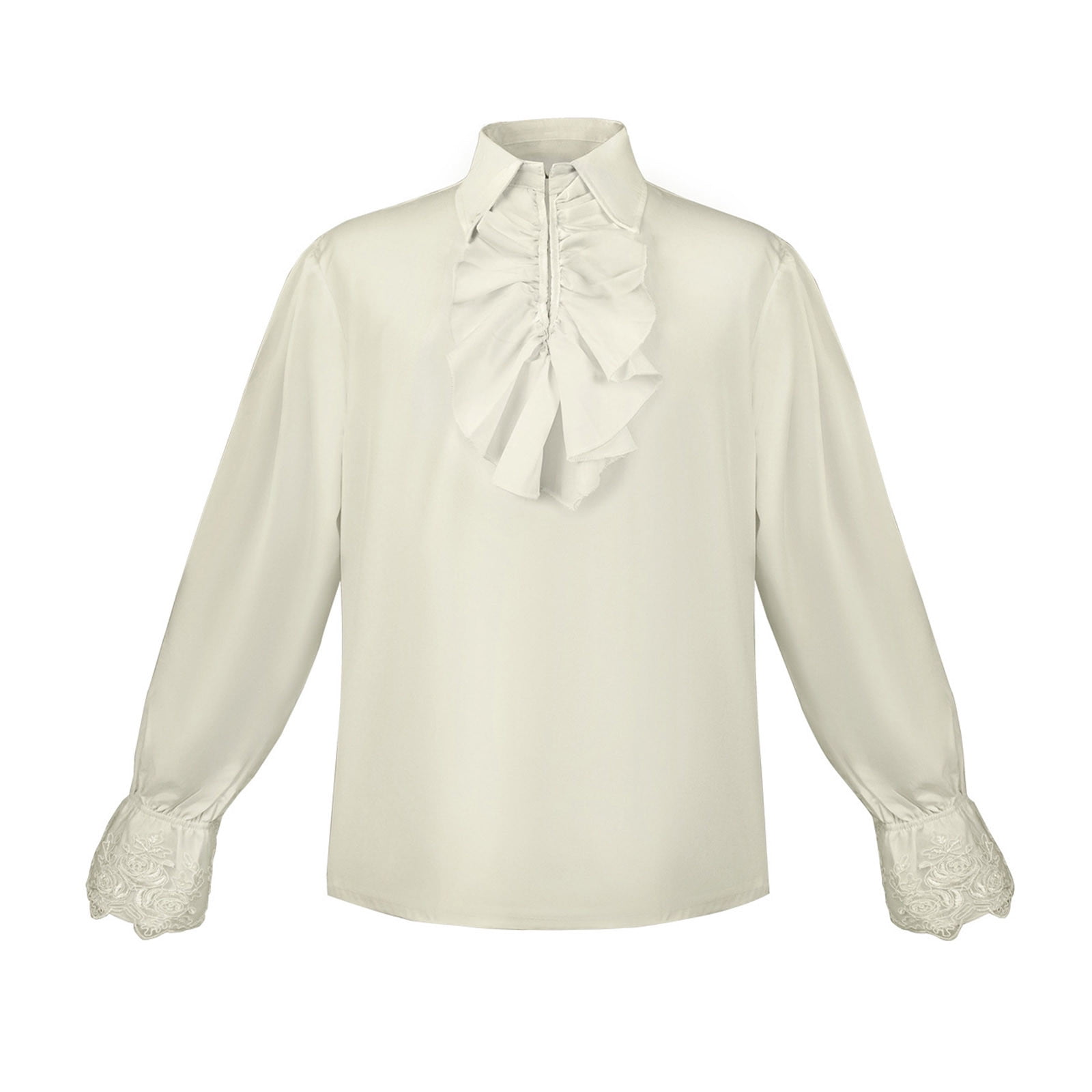 Womens Victorian Long Sleeve Pirate Shirt Ruffle Collared Blouse ...