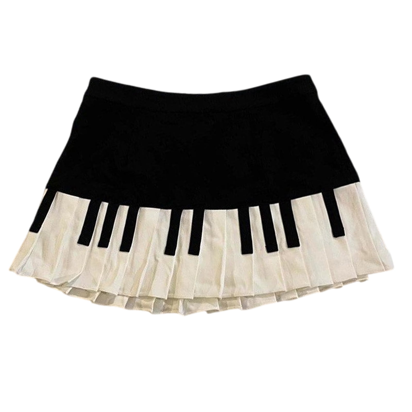 Womens Vintage Aesthetic Piano Key Print A Line Swing Skirt High Waist ...