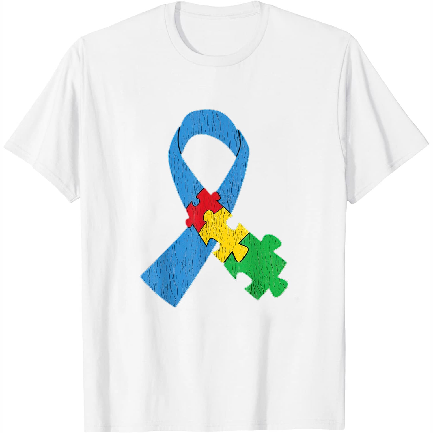 Womens Vintage Autism Support Autistic Kids Awareness Blue Ribbon T ...