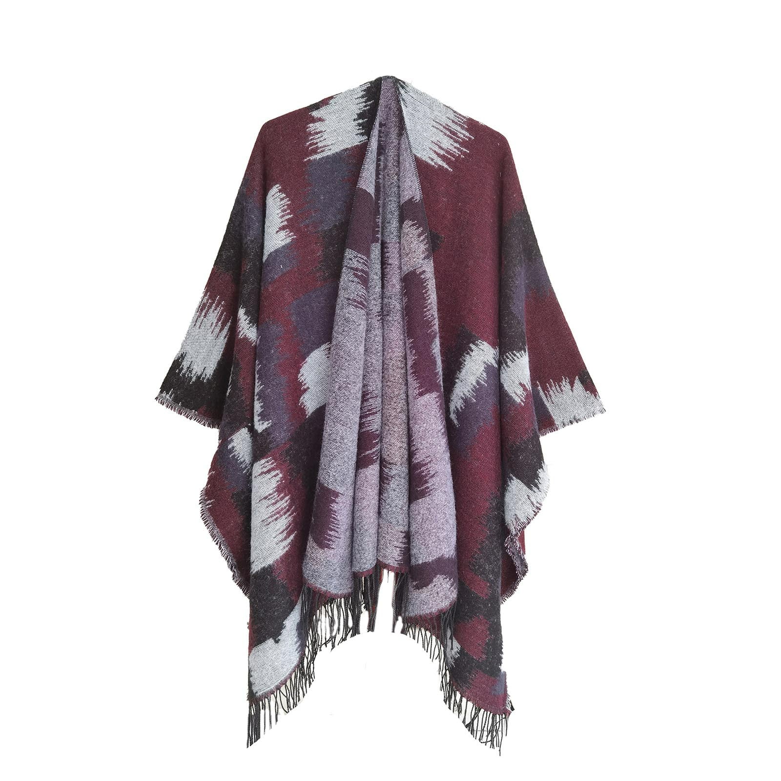 Womens Vintage Pattern Front Open Cape Winter Cape Cape Wraps School ...