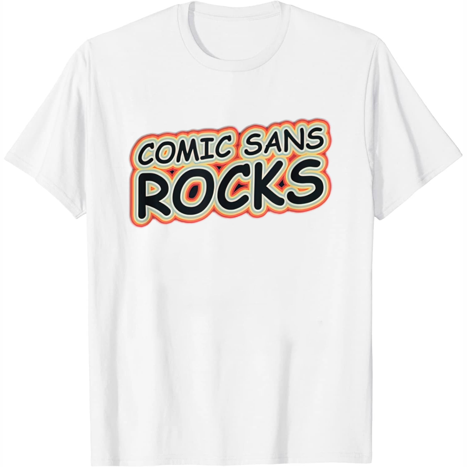 Womens Vintage Retro Meme Font Funny Comic Sans Rocks T-Shirt White ...
