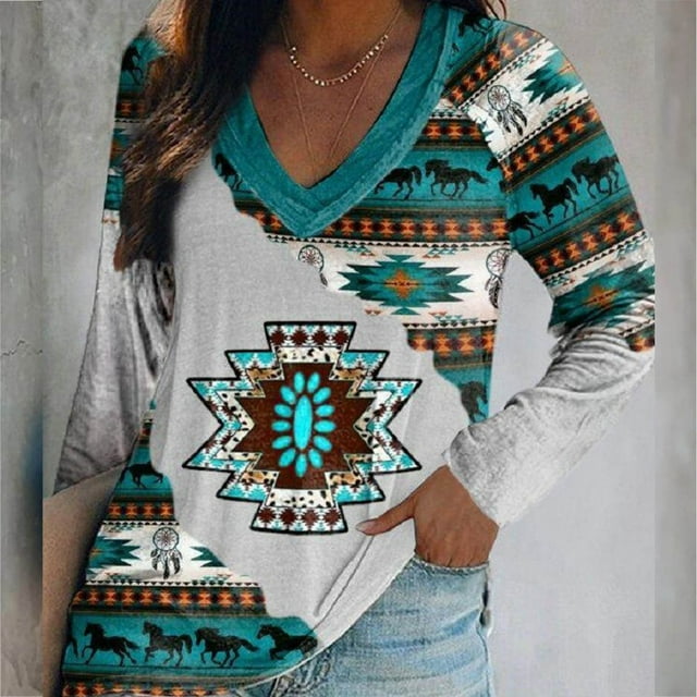 aztec print blouse