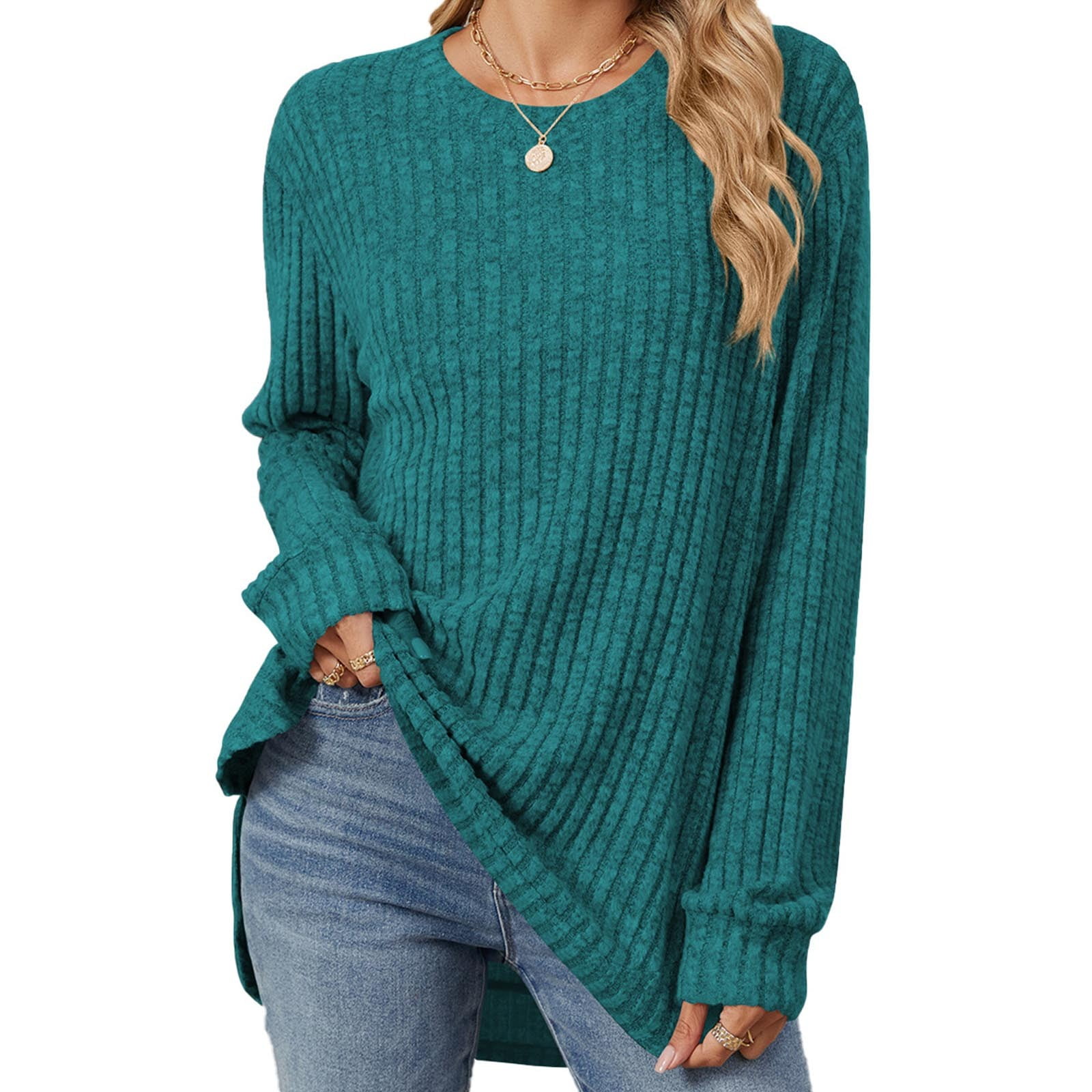 Womens Waffle Knit Tops Thermal Long Sleeve T Shirts for Women Slim ...