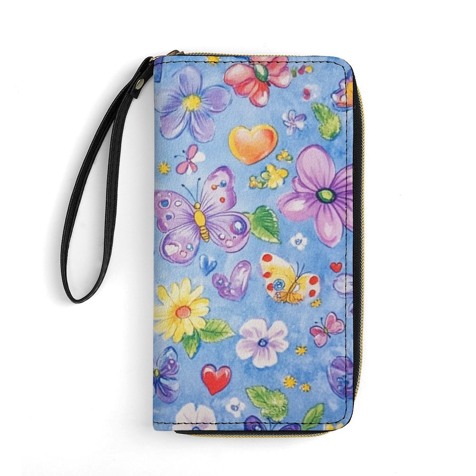 Womens Wallet Bifold Ladies Cluth Bag Wristlet Wrist Strap Long Purse ...