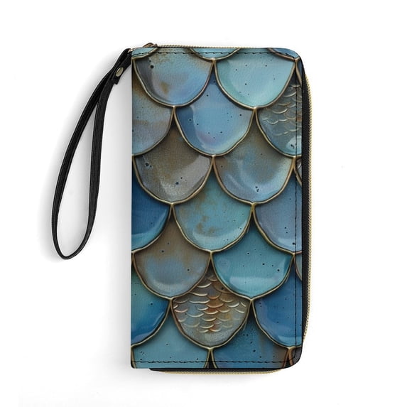 Womens Wallet Mens Clutch Bag Wristlet Wrist Strap Long Purse Blue ...