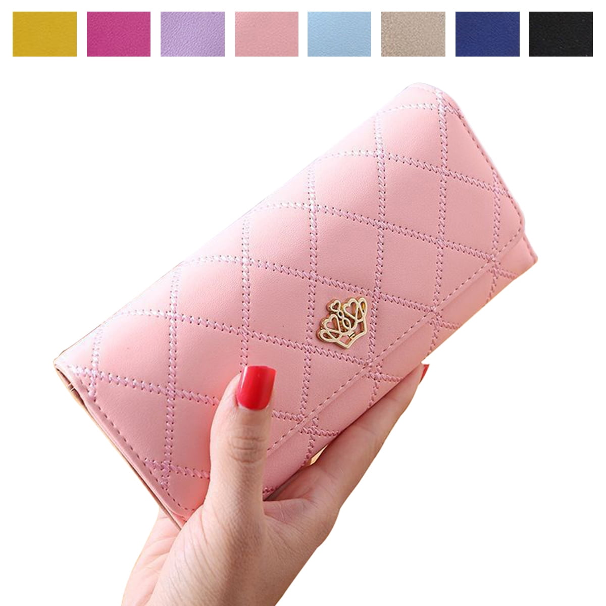 Womens Wallets RFID Blocking Leather Clutch Long Wallet for Women Card ...