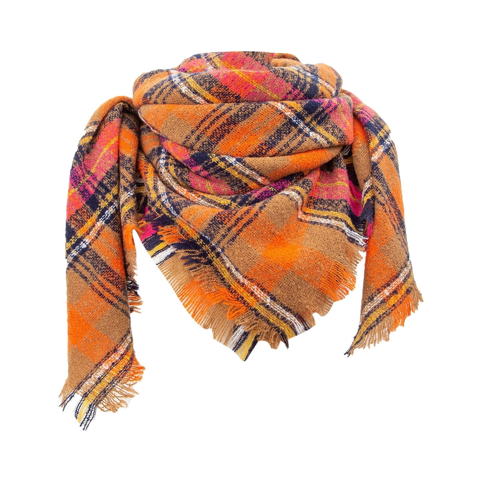 Womens Warm Long Shawl Wraps Large Scarves Knit Cashmere Tassel Plaid ...