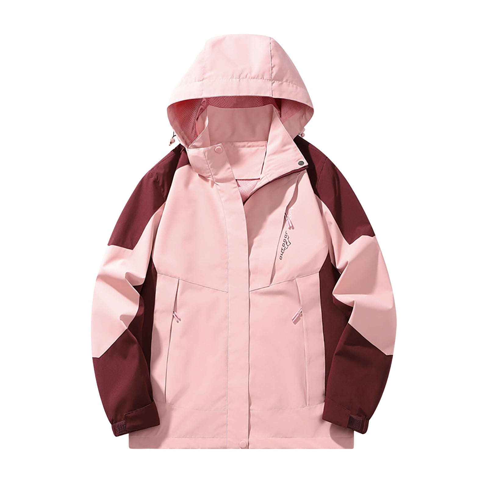 Womens Waterproof Raincoat Color Matching Long Coats Hooded ...