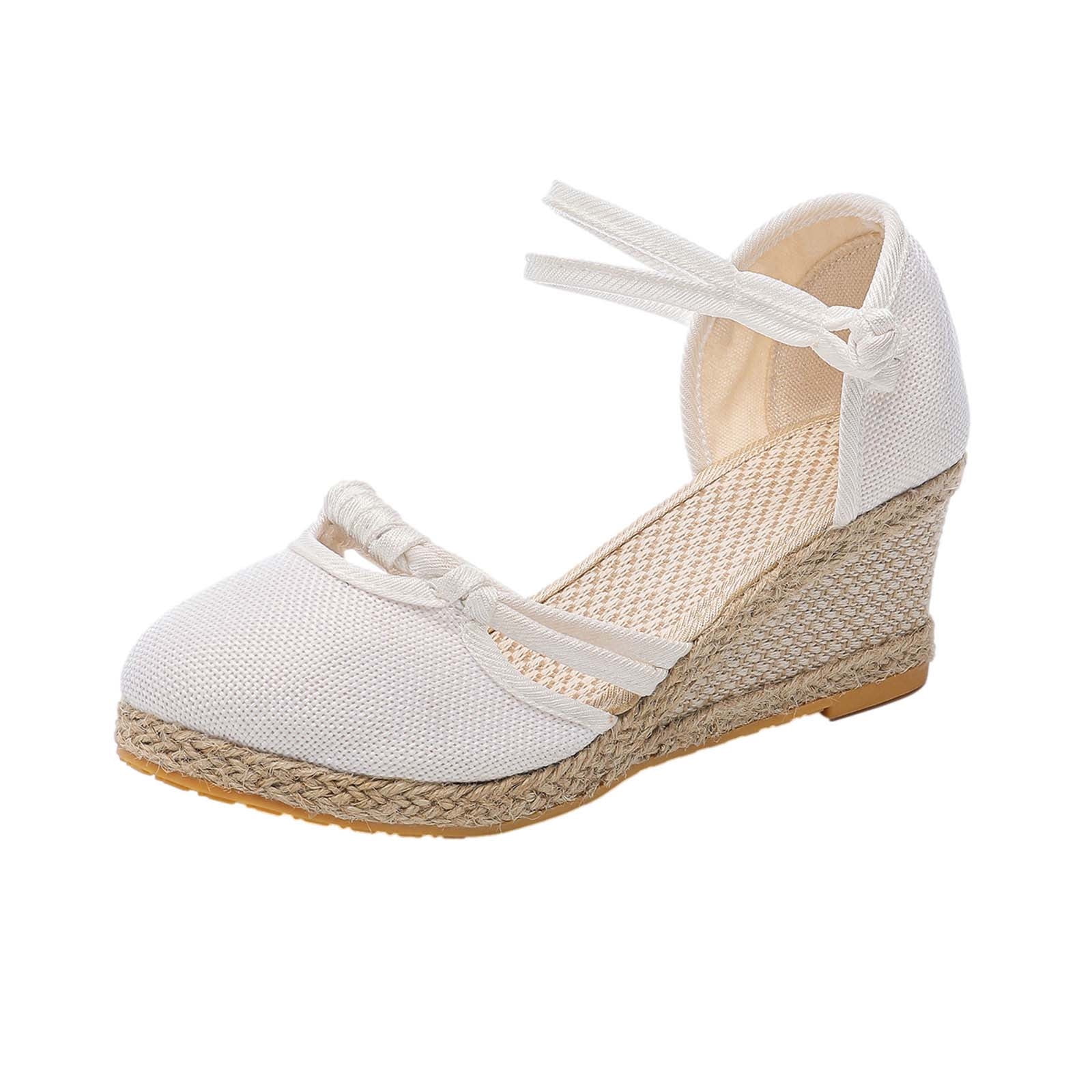 Womens Wedge Sandals Closed Toe Wedges Shoes Platform Slingback Mid Low Heel Canvas Dress ...