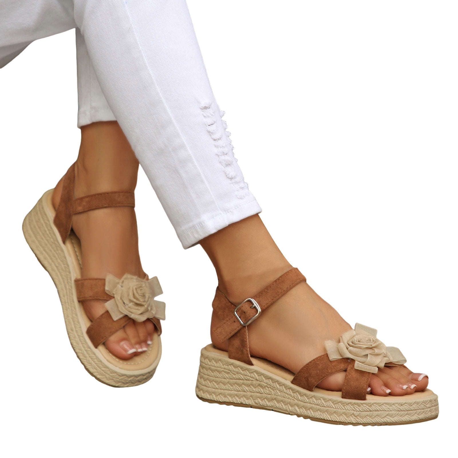 Womens Wedge Sandals Dressy Low Wedges Comfortable Walking Slide Shoes ...