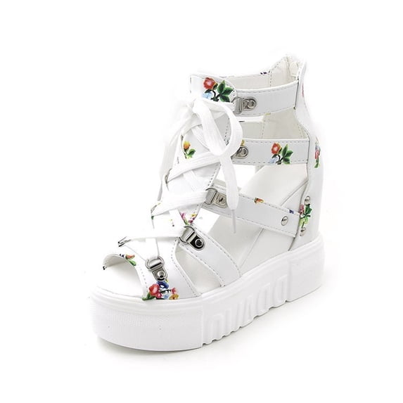 Womens Wedge Sandals Sponge Cake Thick-soled Fish Mouth High-heeled ...