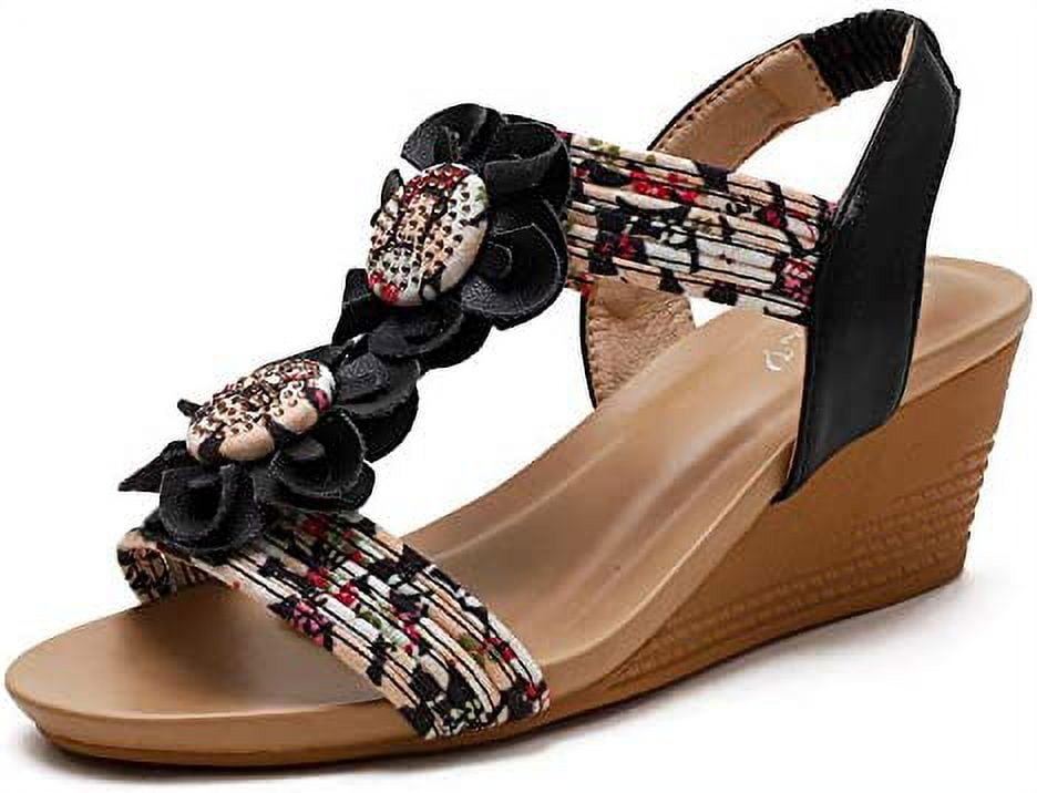 Womens Wedges Sandals Open Toe Plaforms Sandals Leather Flat Sandals ...