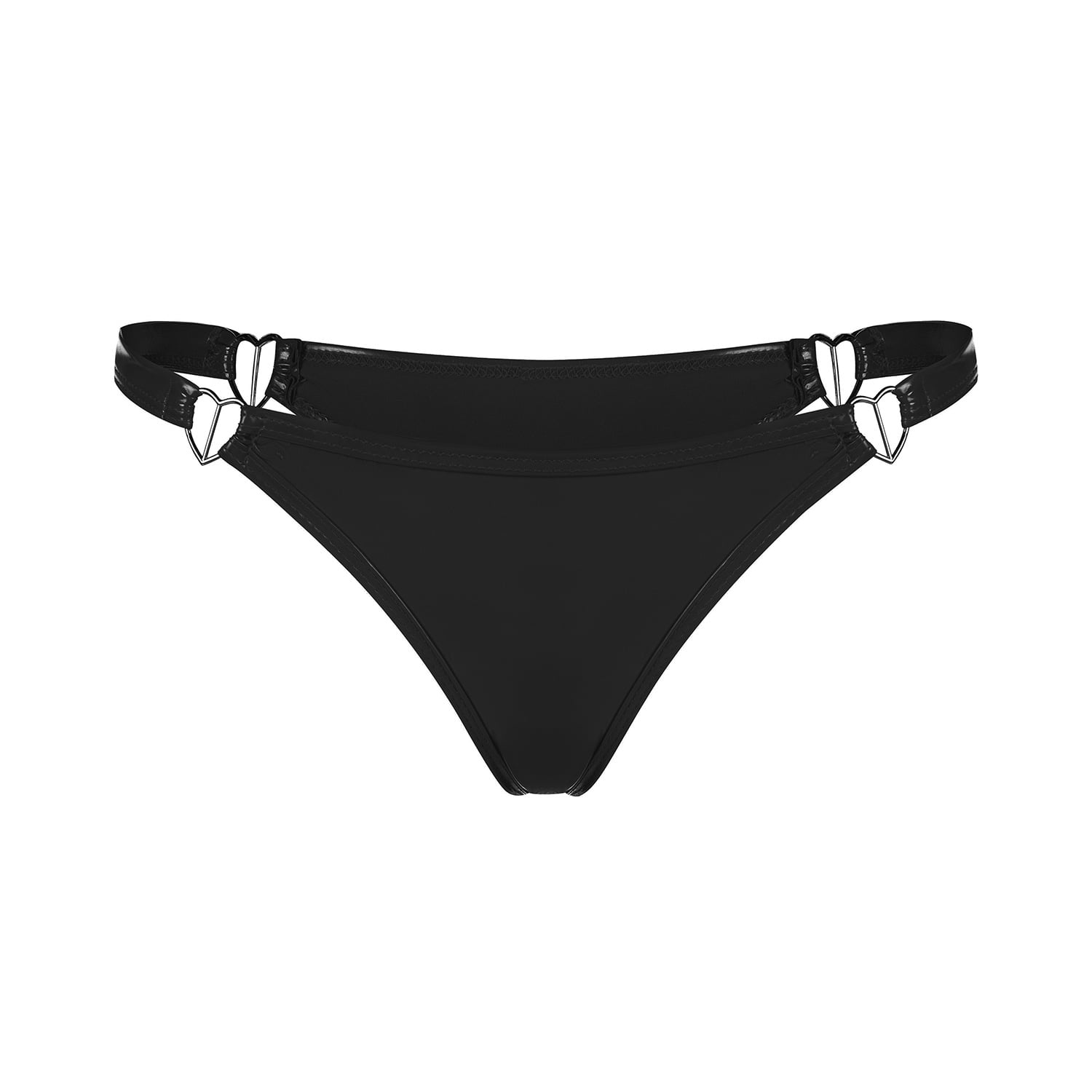 Womens Wetlook Buckle Patent Leather G String Panties Underwear Exotic