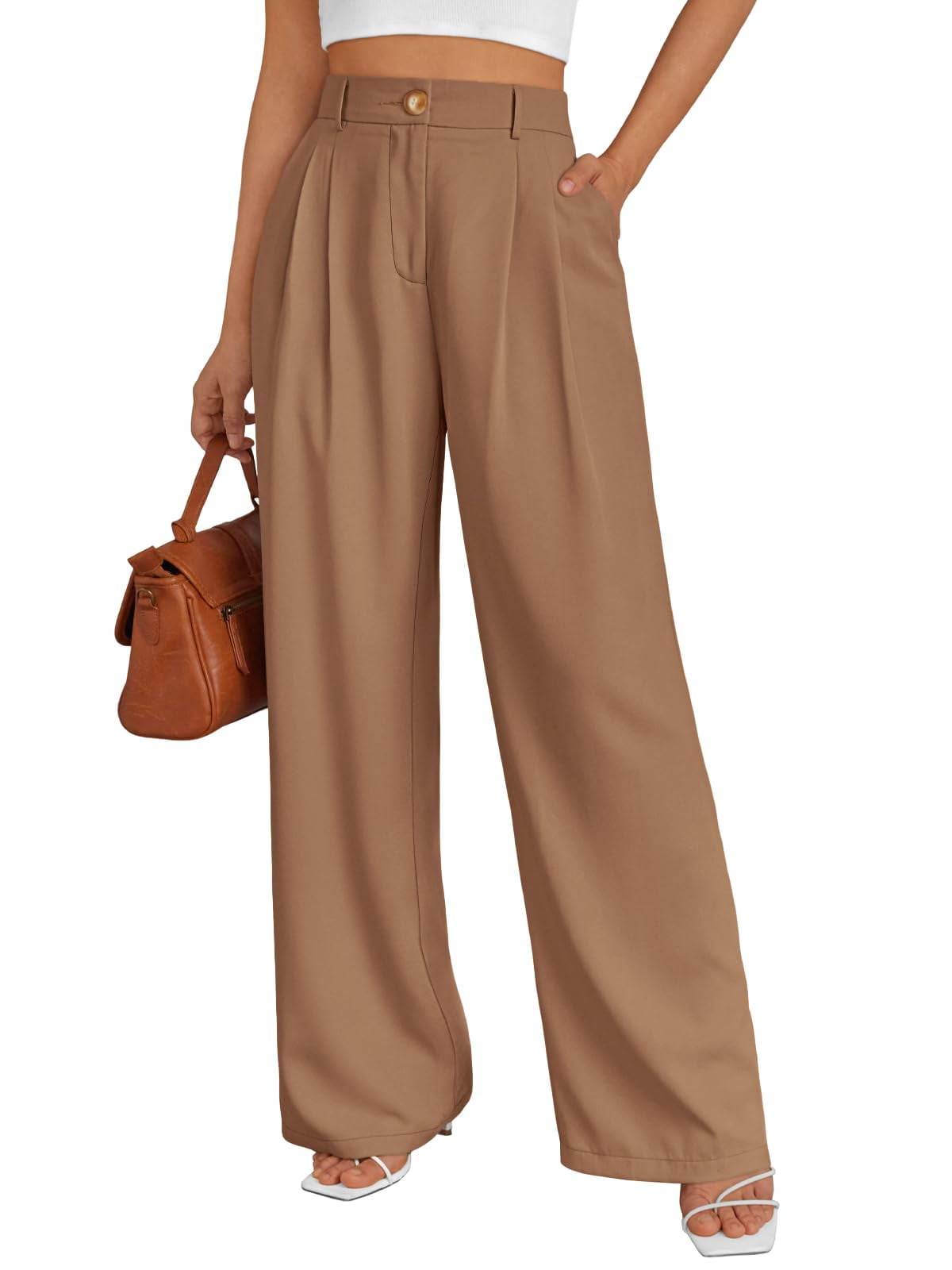 Womens Wide Leg Dress Pants 2025 Summer Palazzo Bottom Business Casual ...