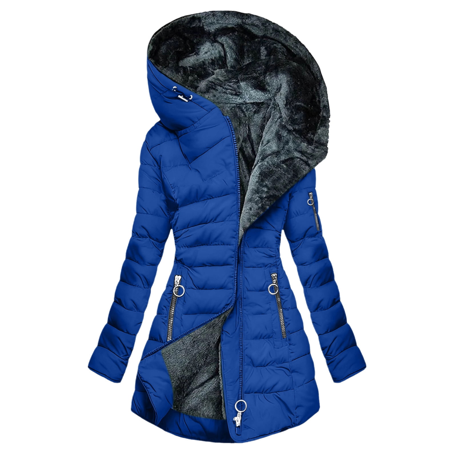 Womens Winter Coats Fur Lined Hood Quilted Lightweight Jackets Lined ...