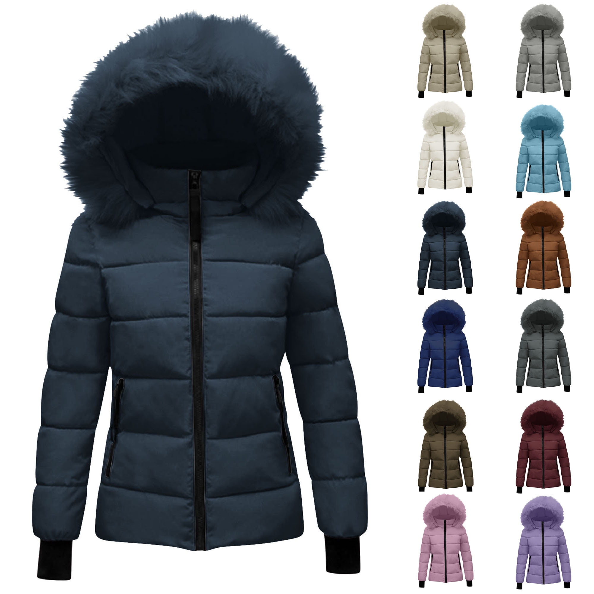 Womens Winter Coats Puffer Jacket Womens Winter Jacket With Hood Waist ...