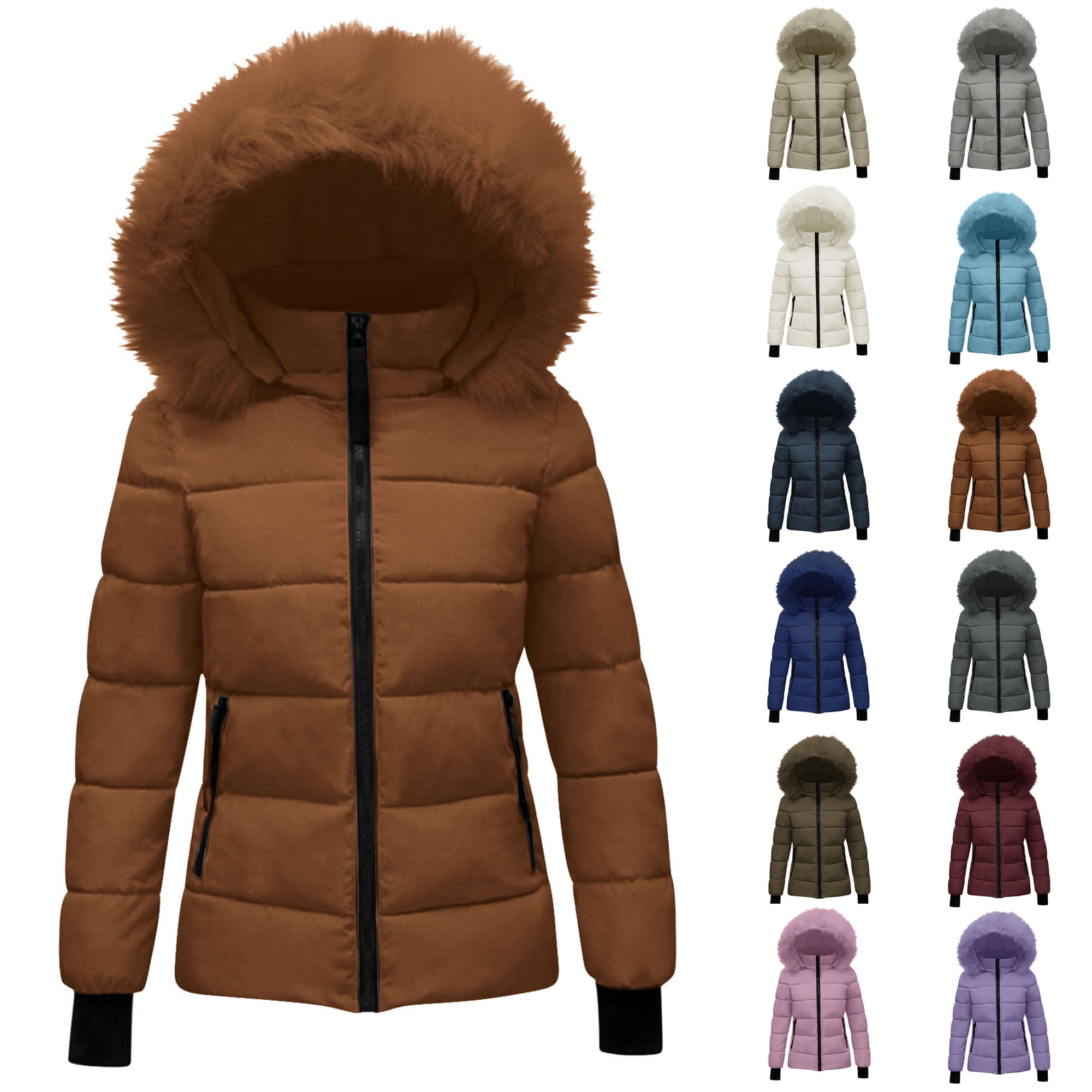 Womens Winter Coats Puffer Jacket Womens Winter Jacket With Hood Waist ...