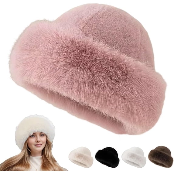 Womens Winter Faux Fur Bucket Hat, Fur Hat For Women & Warm Faux Mink ...