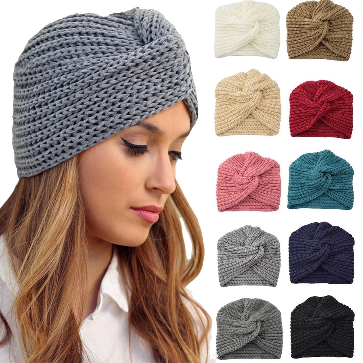 Womens Winter Woolen Slouchy Knit Hat, Warm Beanie for Women ...