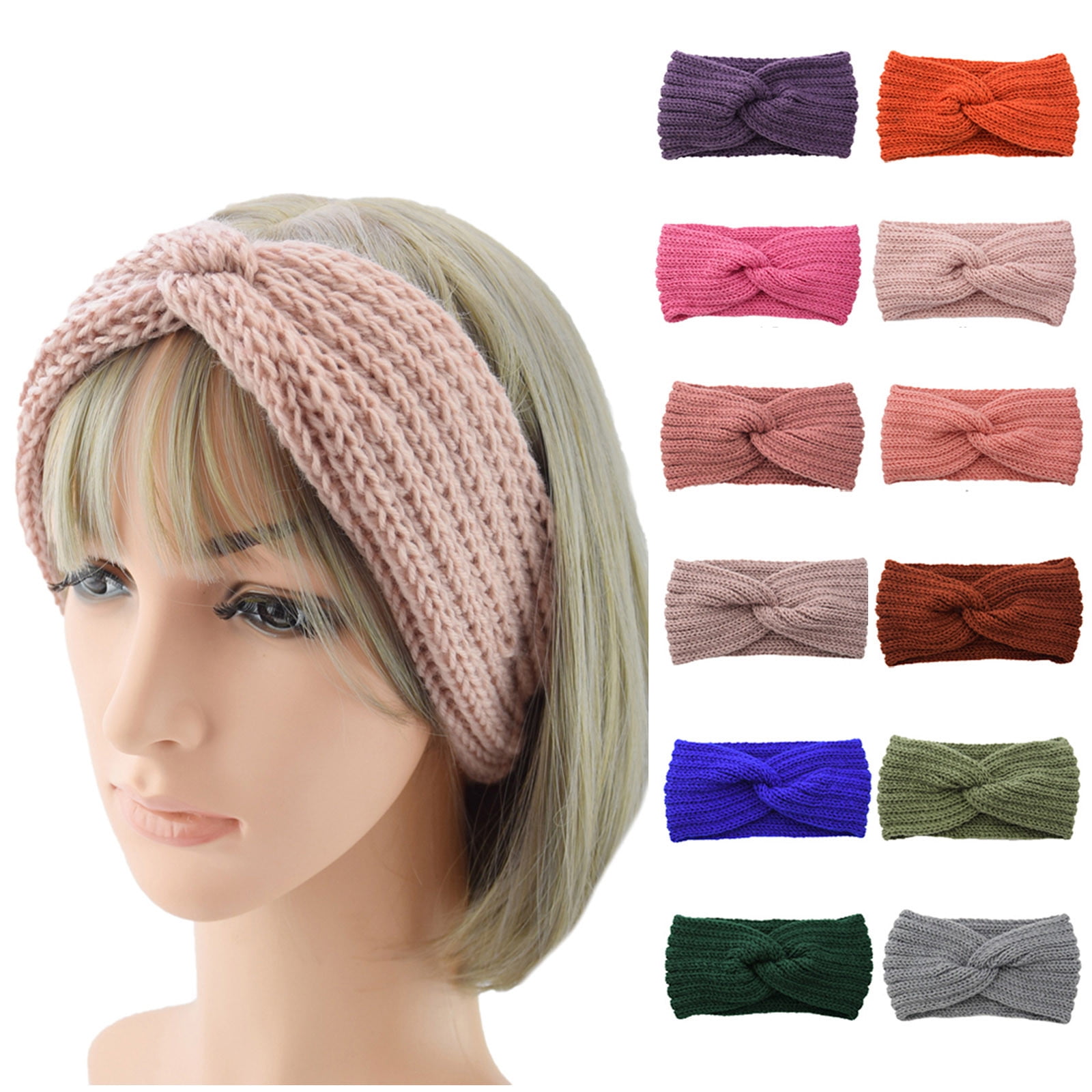 Wovilon Womens Winter Headbands Fuzzy Fleece Lined Ear Warmer Cable ...