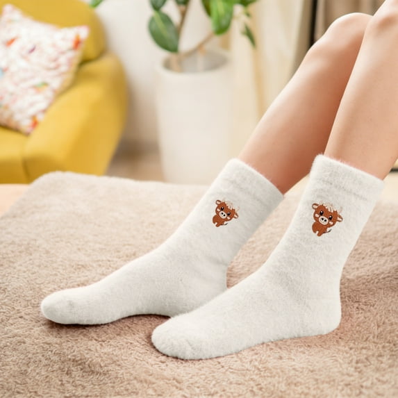 Womens Winter Socks Fleece Lined Warm Mid Calf Socks Thick Cozy Socks ...