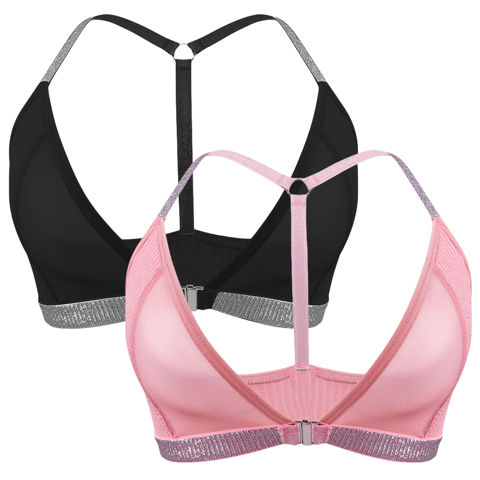 Womens Wire Free Bras 2 Piece Sexy Triangle Bralette Deep V Neck ...