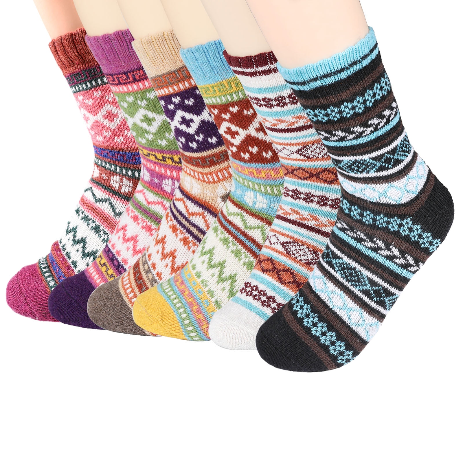 Womens Wool Socks Winter Warm Thick Knit Cabin Cozy Crew Soft Socks ...