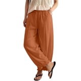Womens Work Pants Cropped Linen Baggy Barrel Wide Leg 2026 Summer ...