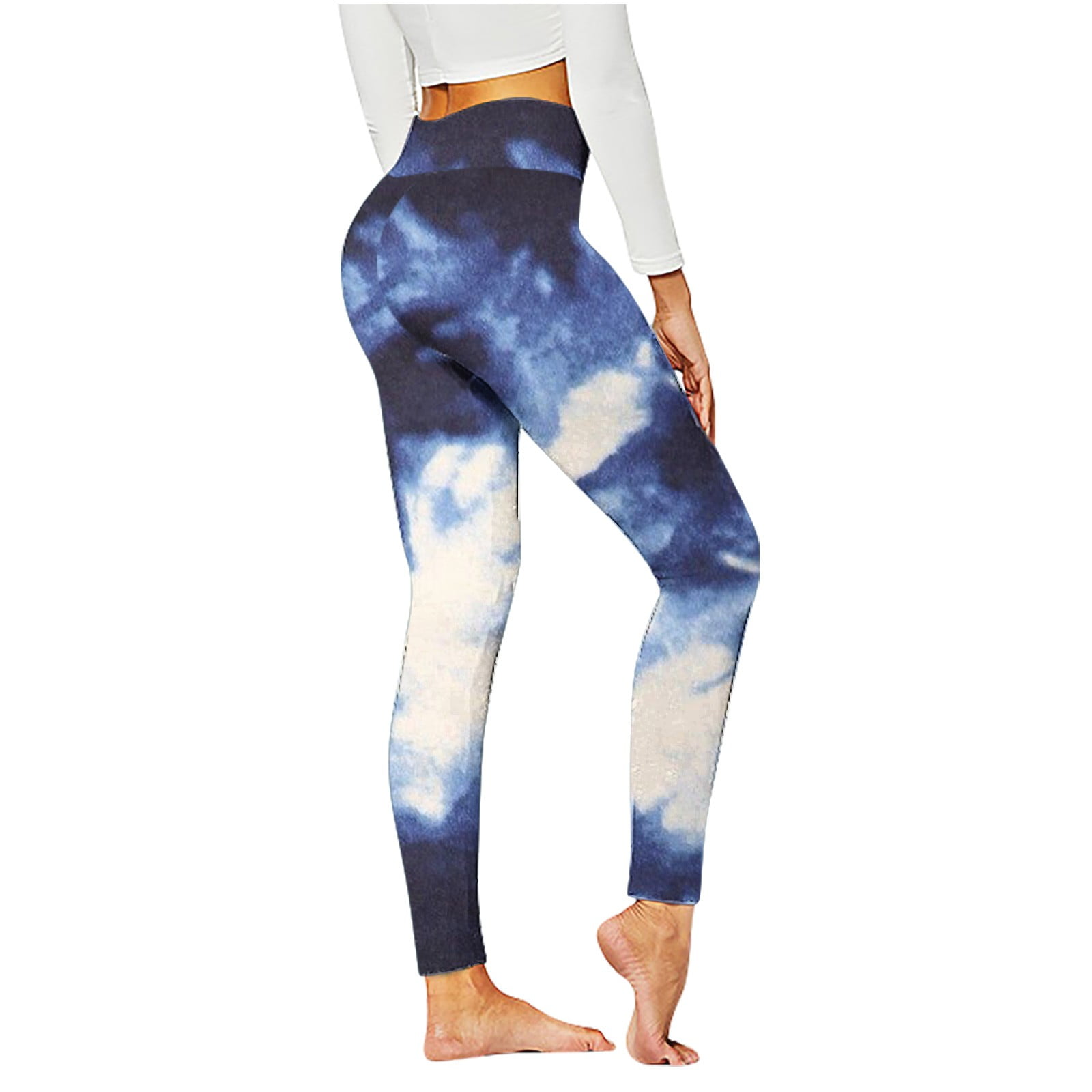 Womens Workout Leggings Women's Yoga Pants Seamless Tie-dye High Waisted Tummy Control Scrunch ...