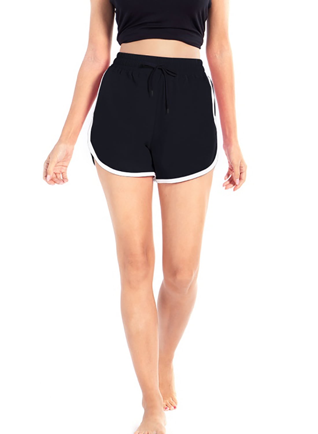 Womens Workout Shorts Yoga Gym Running Track Shorts Elastic Waist ...