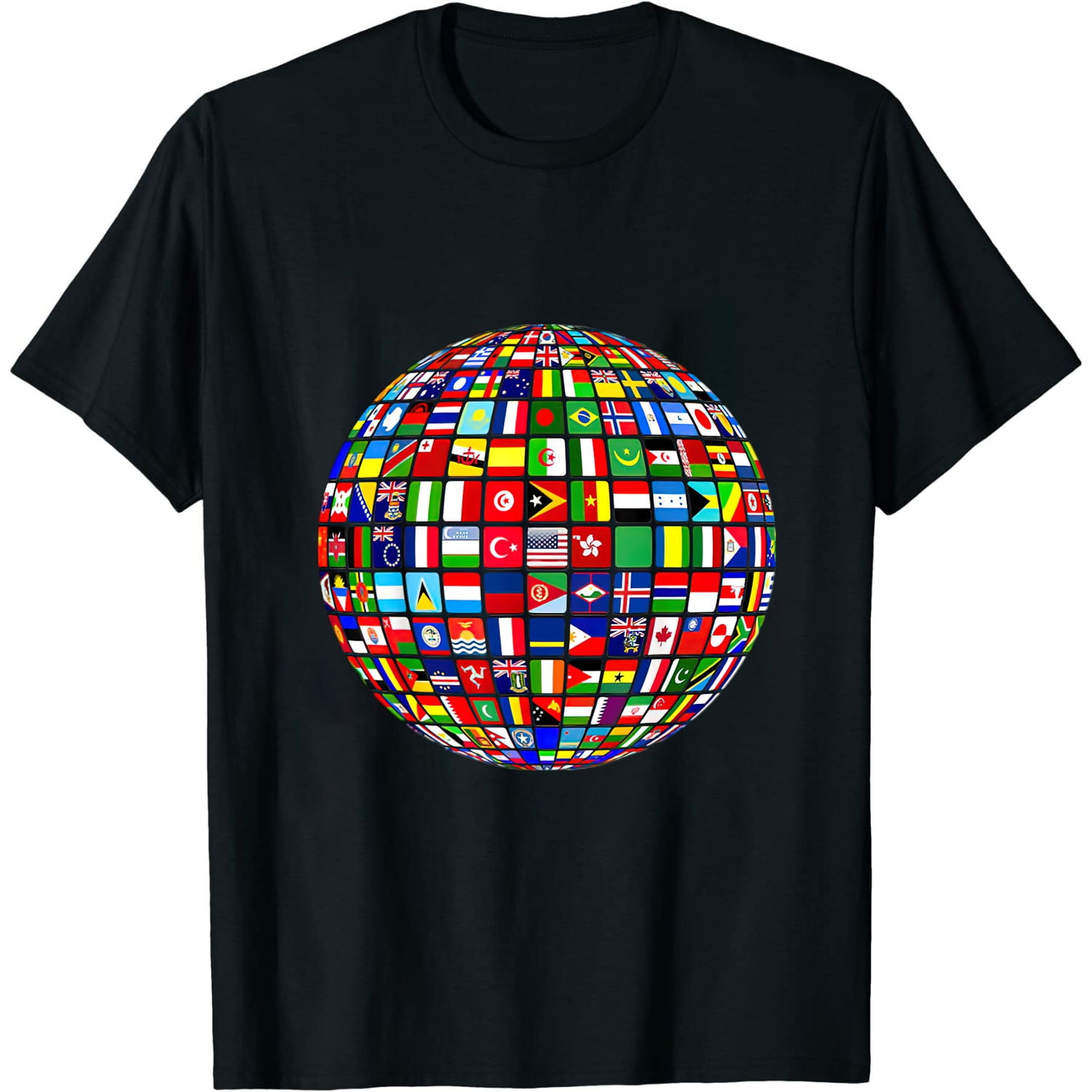 Womens World Map of Flags Globe Atlas Tshirt Flags of the World Black ...