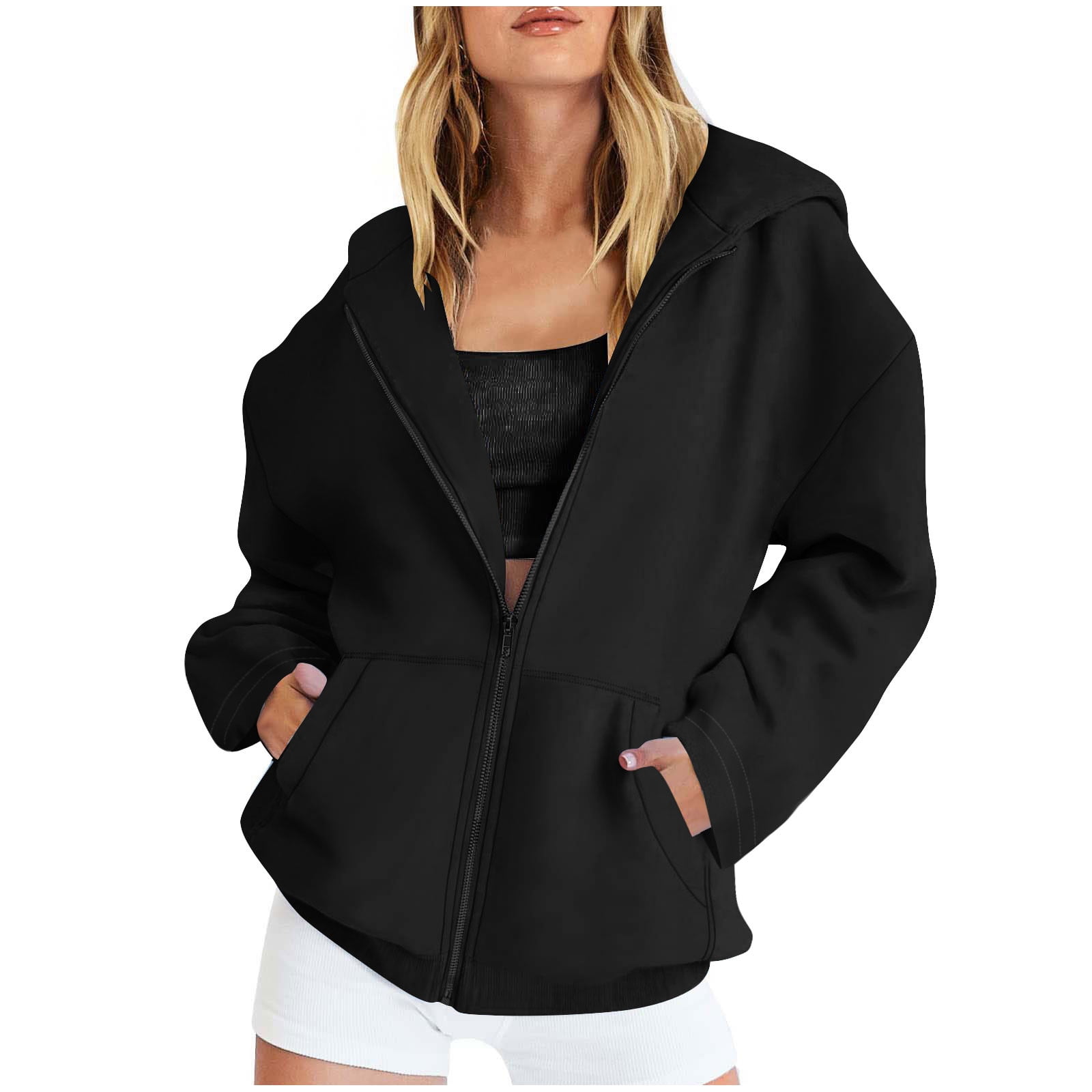 Womens Zip Up Hoodie Womens Casual Long Sleeve Sweatshirt with Pockets ...