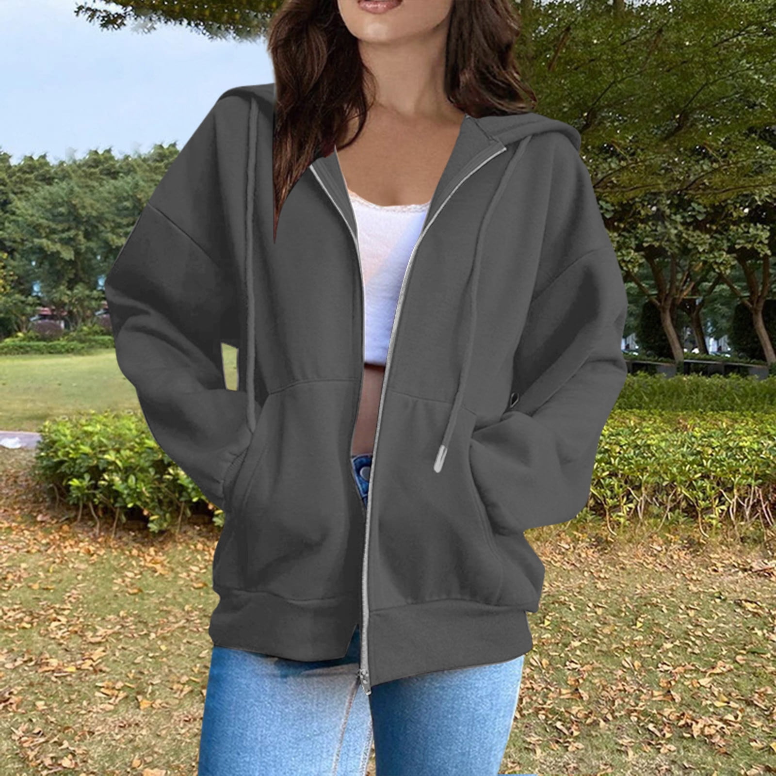 Womens Zip Up Hoodies 2026 Oversized Sweatshirt - Walmart.com