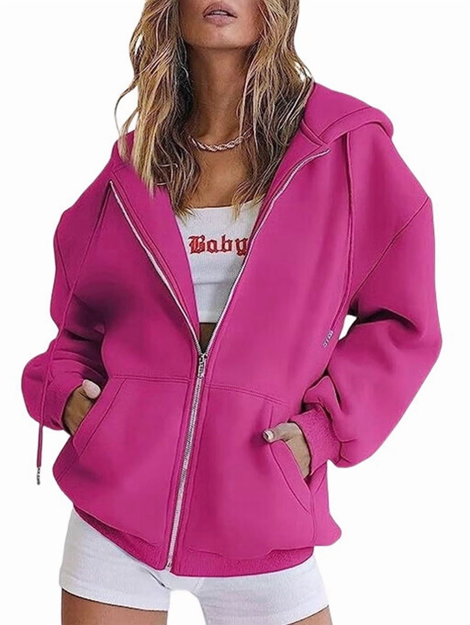 Womens Zip Up Hoodies Oversized Sweatshirts Fall School Fashion Outfits ...